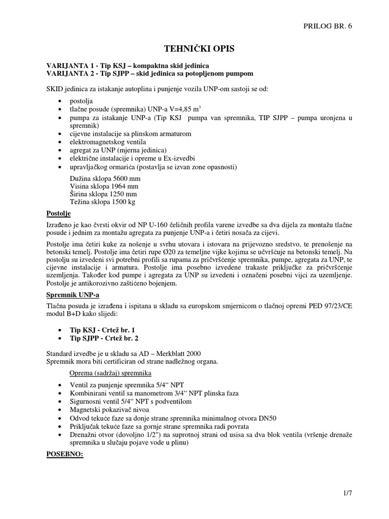 Tehnicki Opis Prilog BR 6 C | PDF