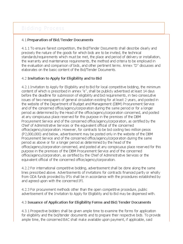 Bidding Process | PDF | Construction Bidding | Specification (Technical ...