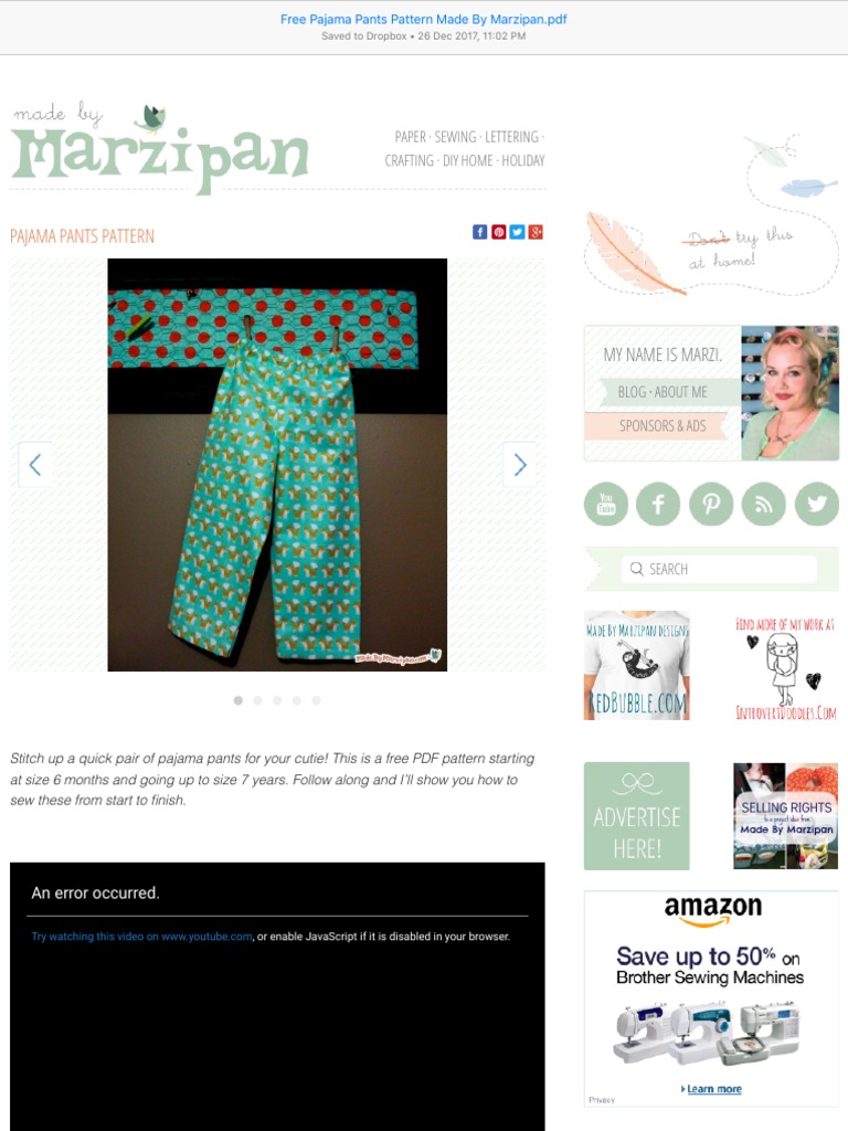 Free Pajama Pants Pattern | PDF | Seam (Sewing) | Sewing