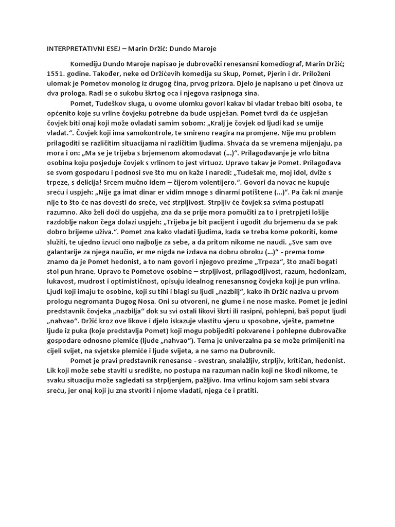 Marin Držić: Dundo Maroje | PDF