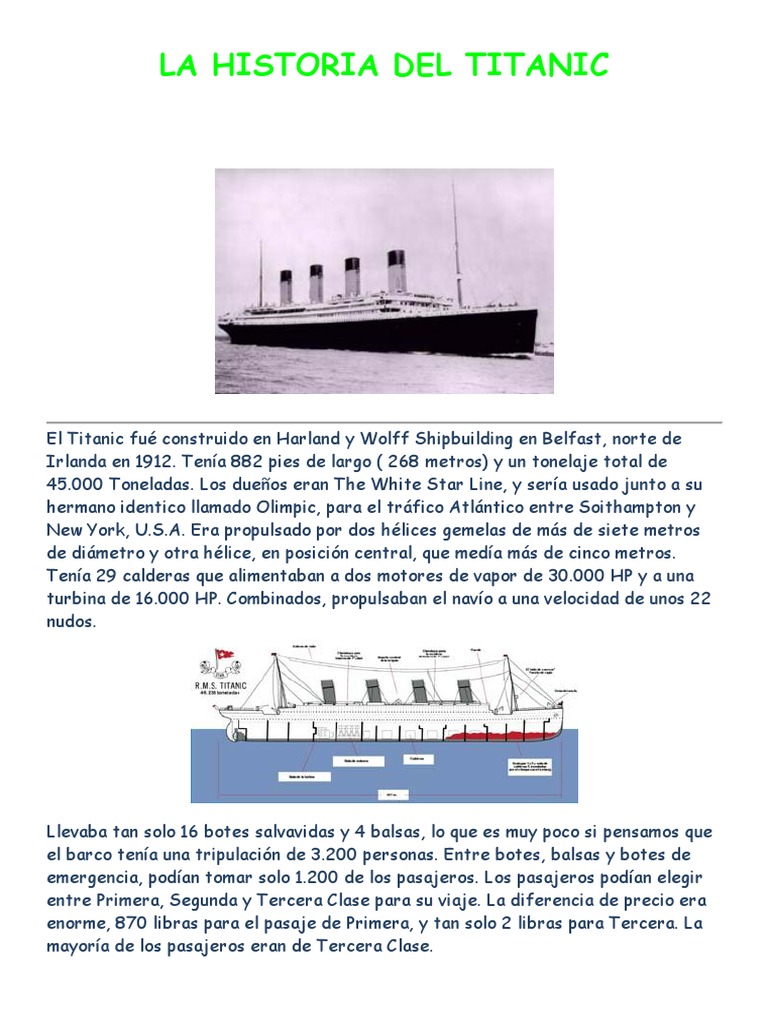 La Historia Del Titanic | PDF | Rms Titanic | Barcos