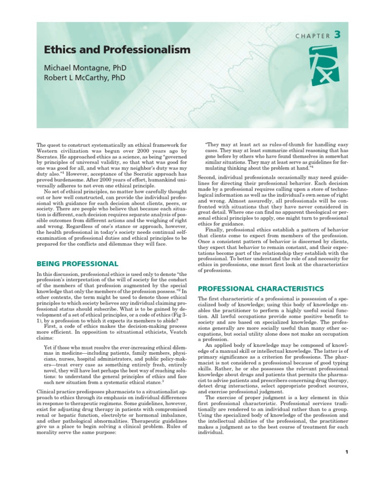 Ethics & Professionalism | PDF | Autonomy | Pharmacy