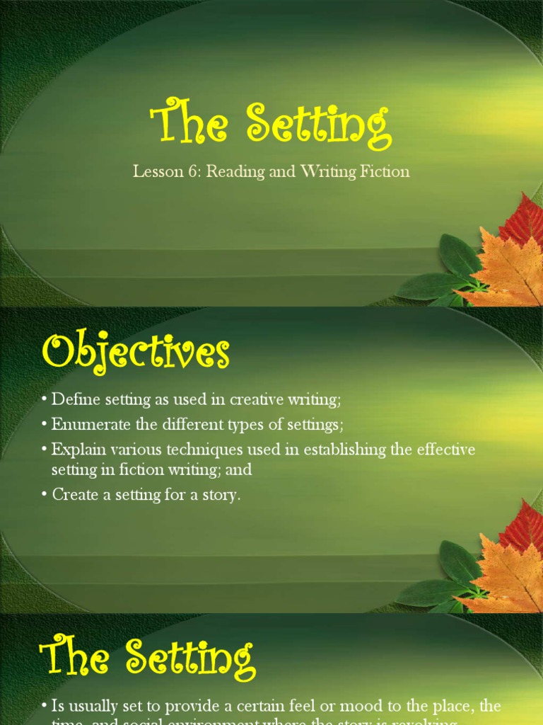 1 Element of Fiction The Setting | PDF | Leisure | Nature