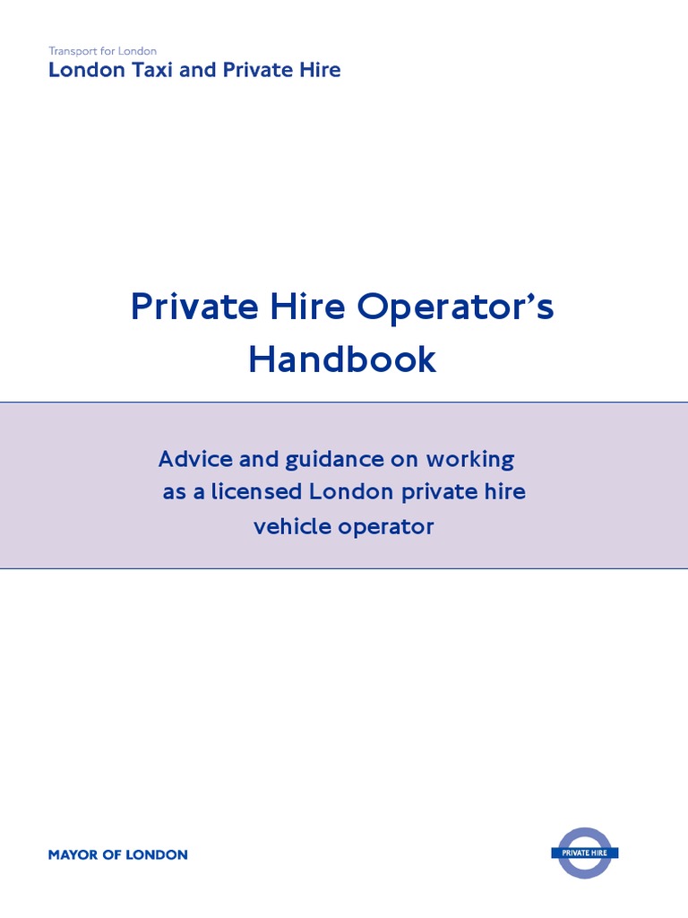 PHV Operators Handbook (July 2013) | PDF | Safety | License