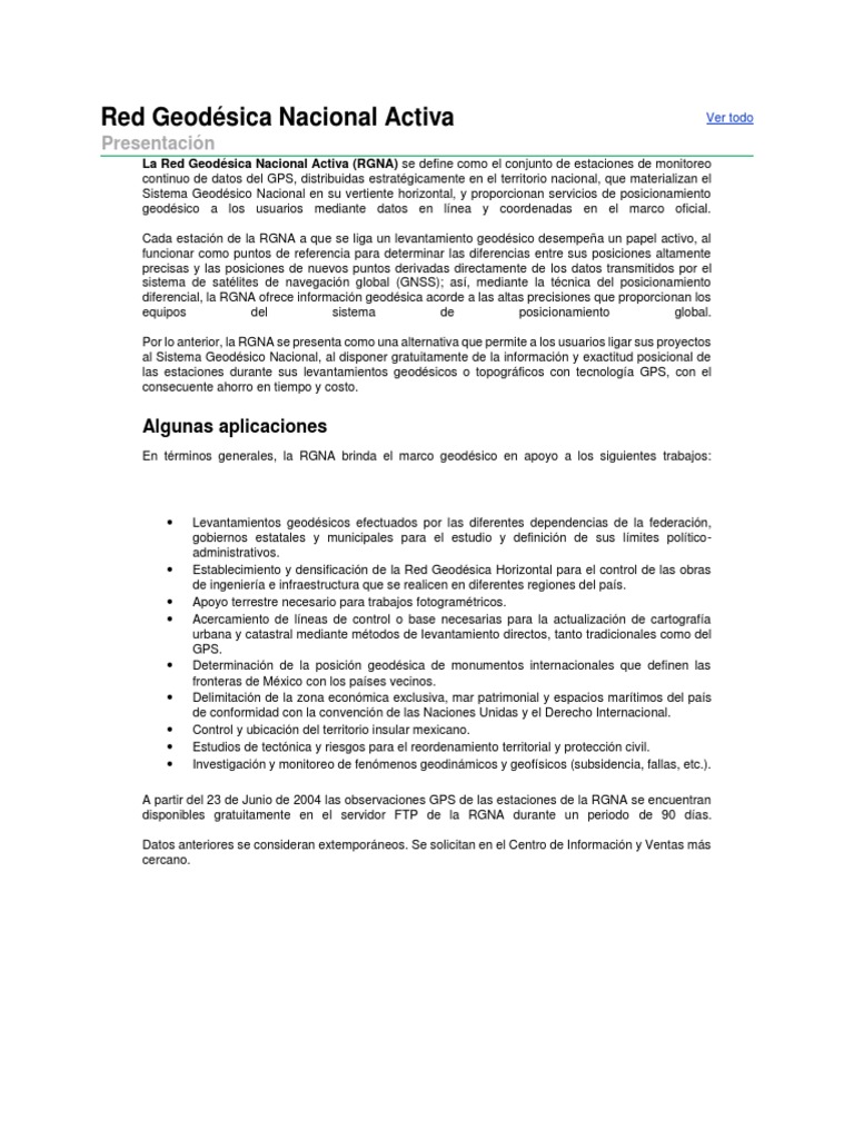 Red Geodesica Nacional Activa | PDF | Geodesia | Sistema de ...