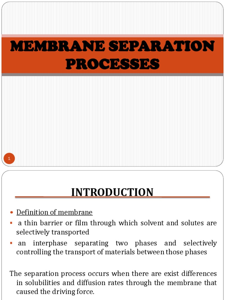 Membrane Processes | PDF | Membrane | Osmosis