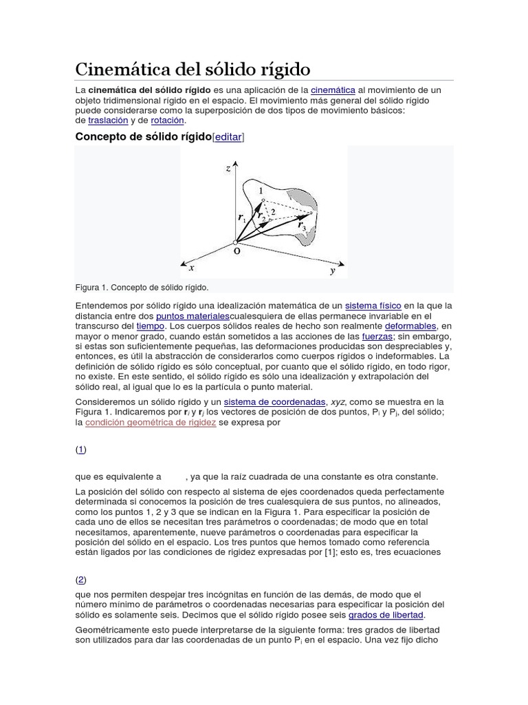 Cinemática Del Sólido Rígido | Rotación | Cinemática