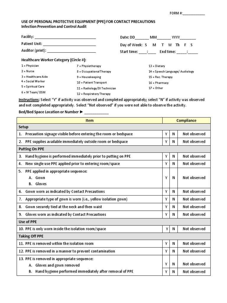 PPE-AuditTool.pdf | Personal Protective Equipment | Health Professional