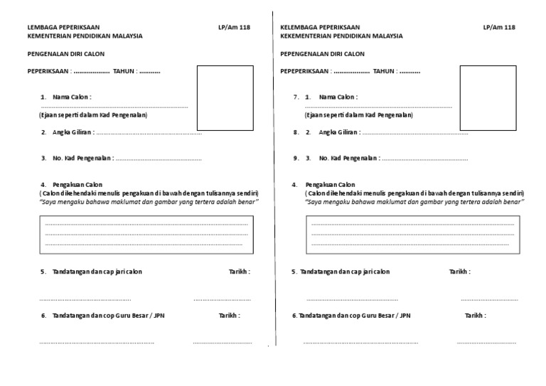 Borang LP AM 118 | PDF