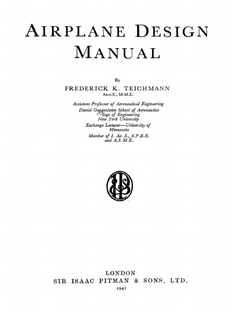 Airplane Design Manual by Teichmann | PDF