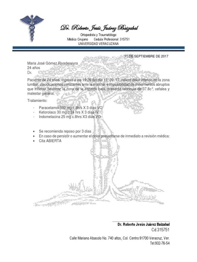 Receta Médica Para Lumbalgia Pdf
