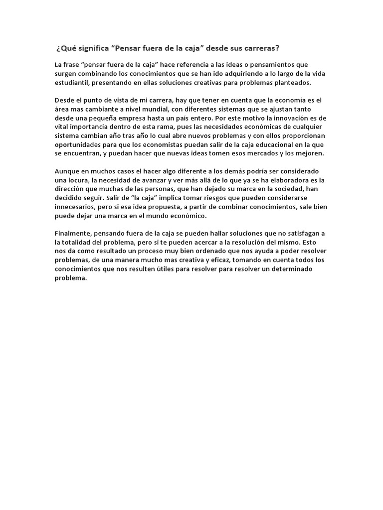Pensar Fuera de La Caja | PDF