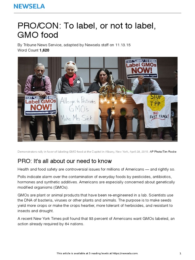 GMO Labeling: Pros and Cons Explained | PDF | Genetically Modified ...