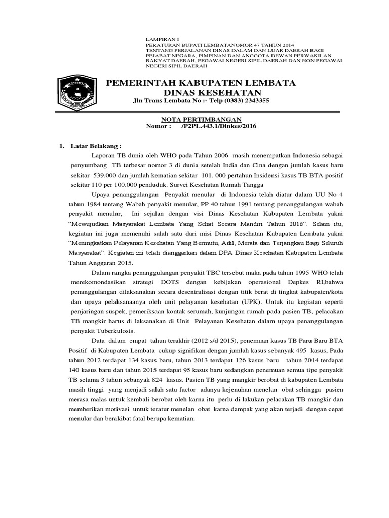 Nota Pertimbangan Penanggulangan TB | PDF