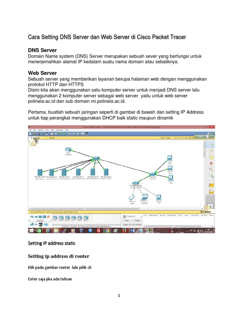 Cara Setting DNS Server Dan Web Server Di Cisco Packet Tracer | PDF