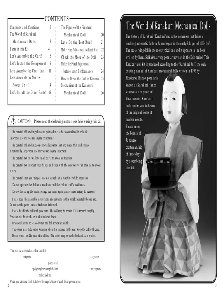 Karakuri Doll Assembly Guide | PDF | Wheel | Screw