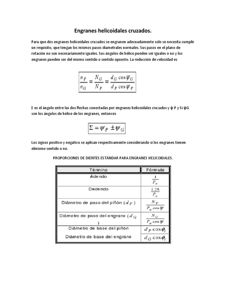 Engranes Helicoidales Cruzados | PDF