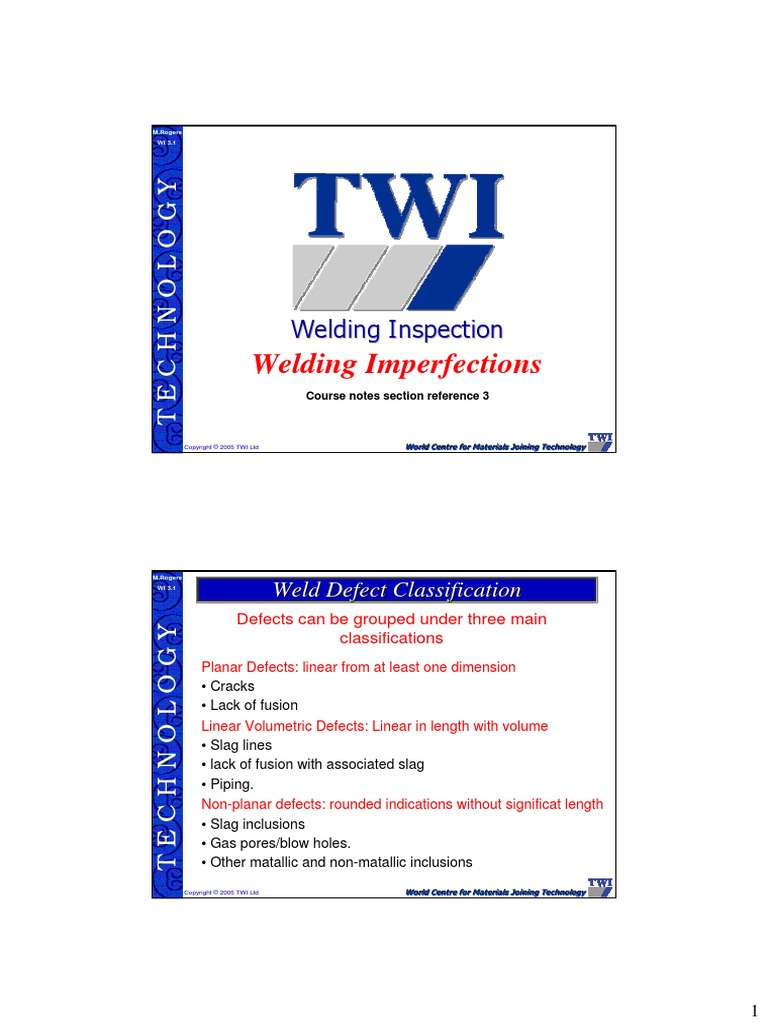TWI Defects PDF | PDF | Welding | Construction