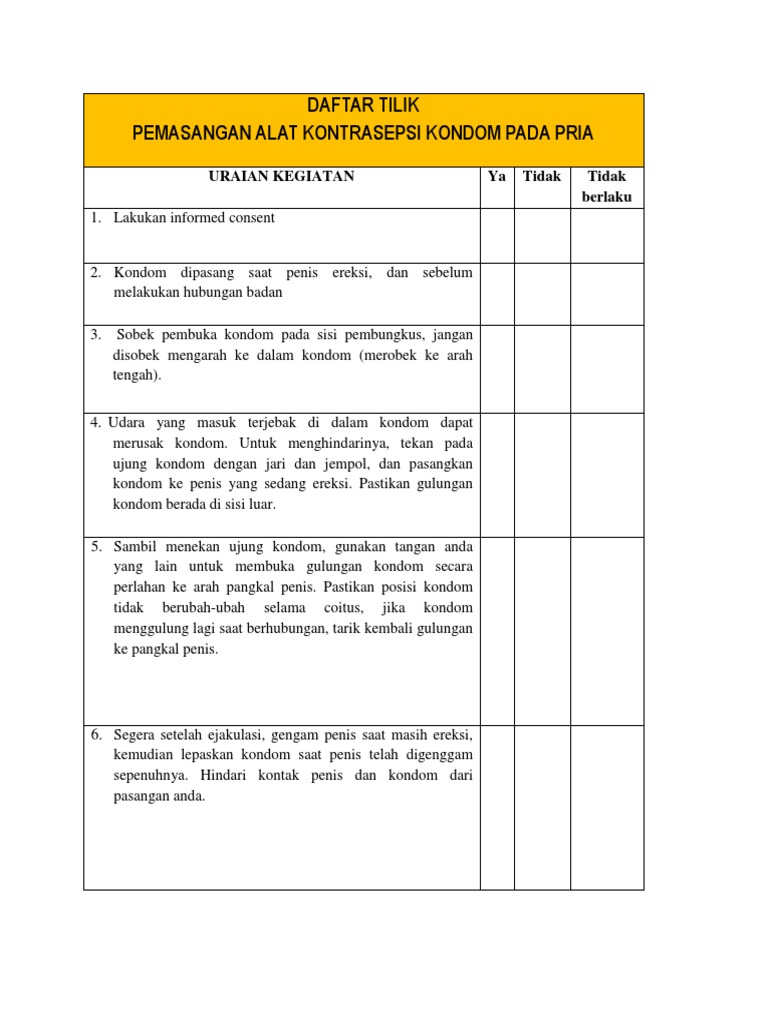Daftar Tilik Kondom | PDF
