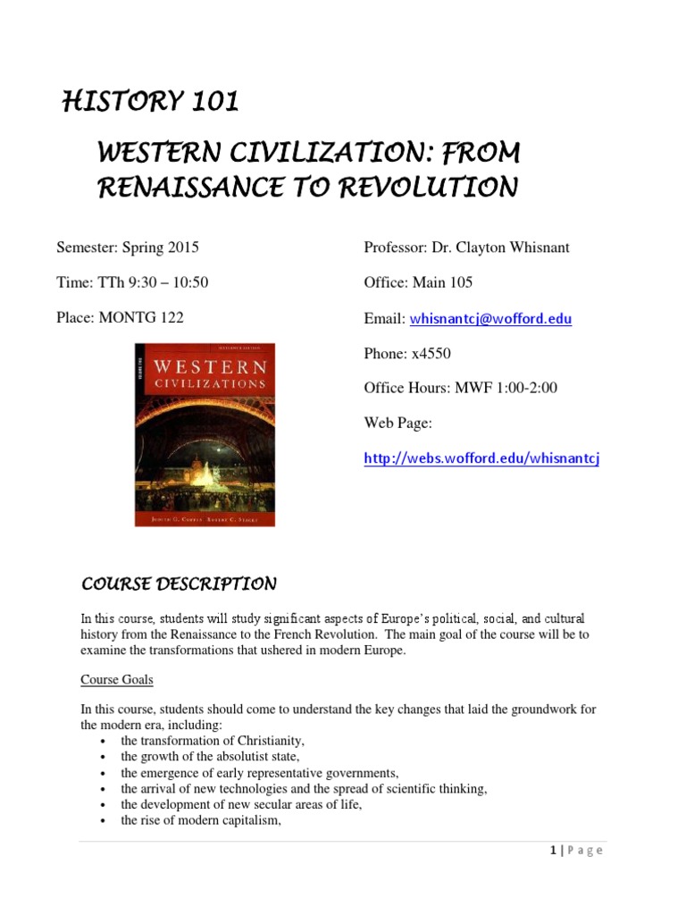 History 101 Western Civilization: From Renaissance To Revolution | PDF ...