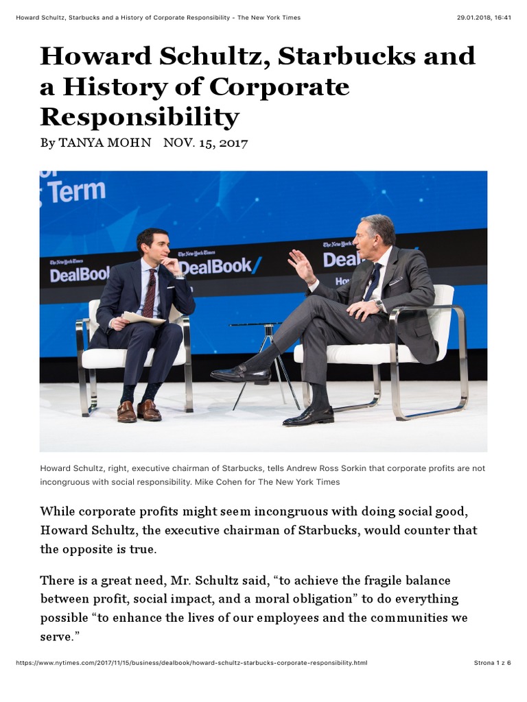 Howard Schultz, Starbucks and A History of Corporate Responsibility ...