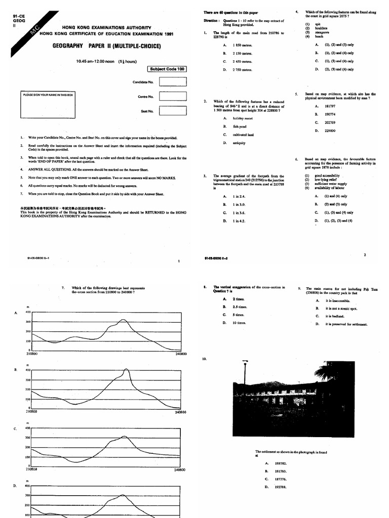 1991 Geography Paper II Exam Questions | PDF