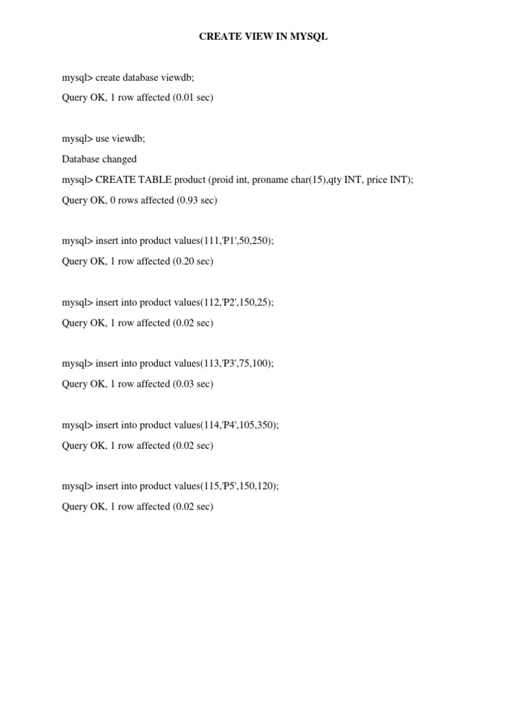 Create View In Mysql Pdf Databases Data Management