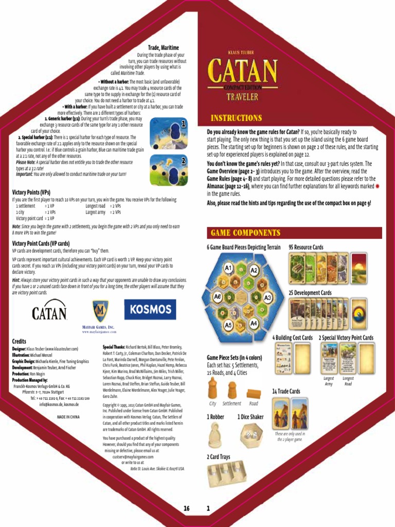 Catan Compact English Rules For Web 150126s | PDF | Gaming | Leisure Activities