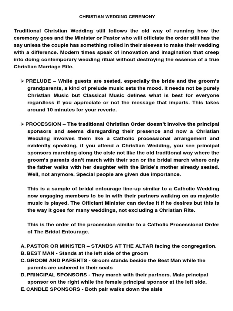 Christian Wedding Ceremony | PDF | Bridesmaid | Wedding