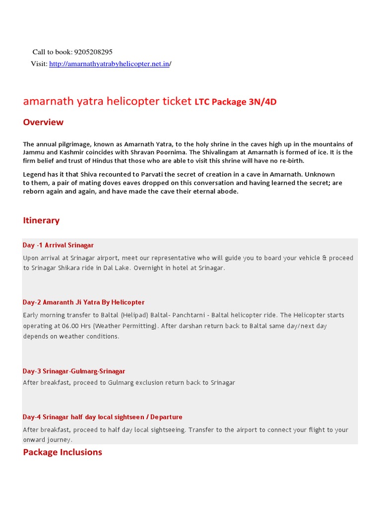Amarnath Yatra Helicopter Ticket | PDF | Business