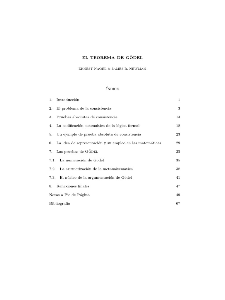 Ernest Nagel, James R. Newman-El Teorema de Godel (2007) PDF | PDF ...