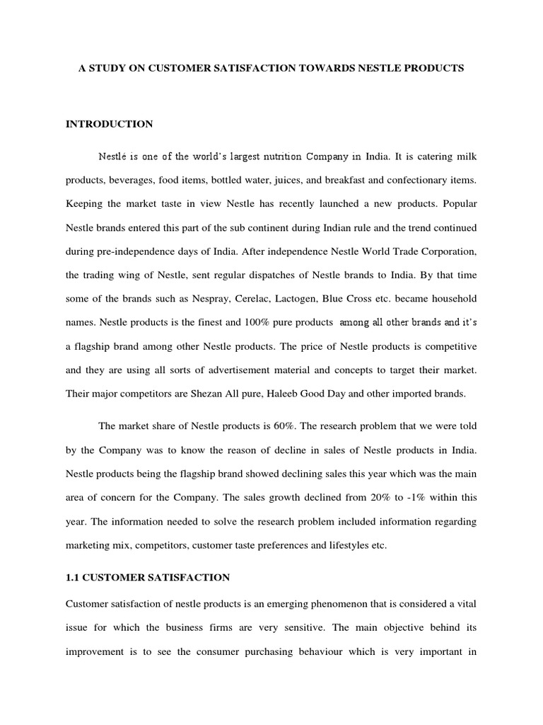 Nestle Product | PDF | Customer Satisfaction | Nestlé