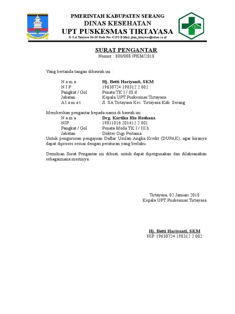 Surat Pengantar Dupak 2018 | PDF