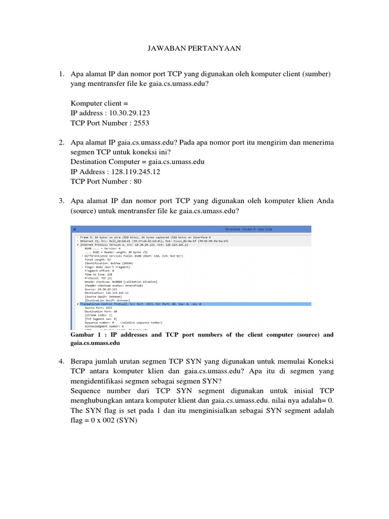 Jawaban Pertanyaan TCP | PDF | Metode & Bahan Ajar | Komputer
