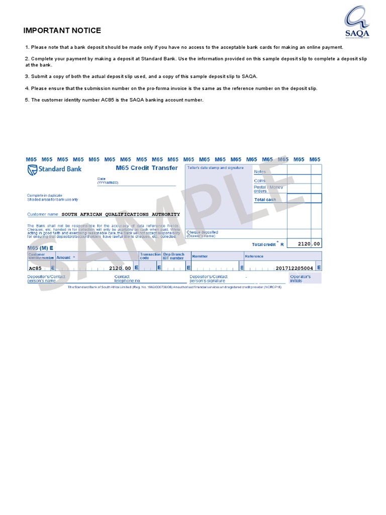 Sample Deposit Slip | PDF | Banking | Banks