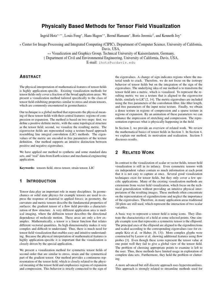 Physically Based Methods For Tensor Field Visualization | PDF ...
