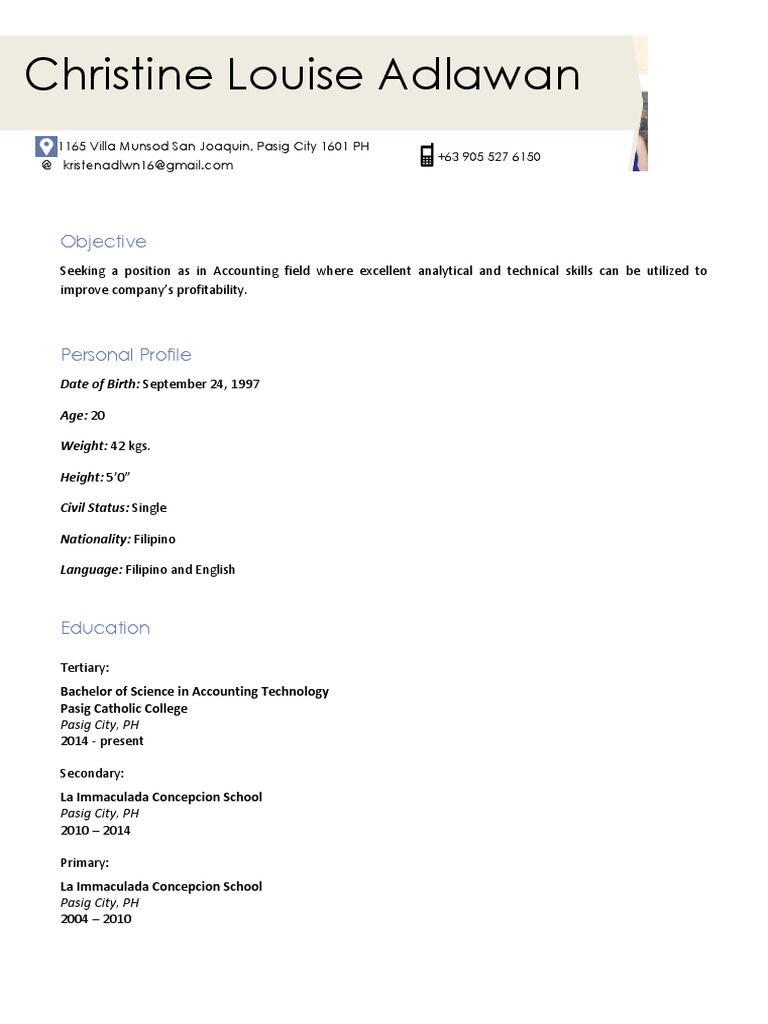 Christine Resume | Download Free PDF | Philippines | Accounting