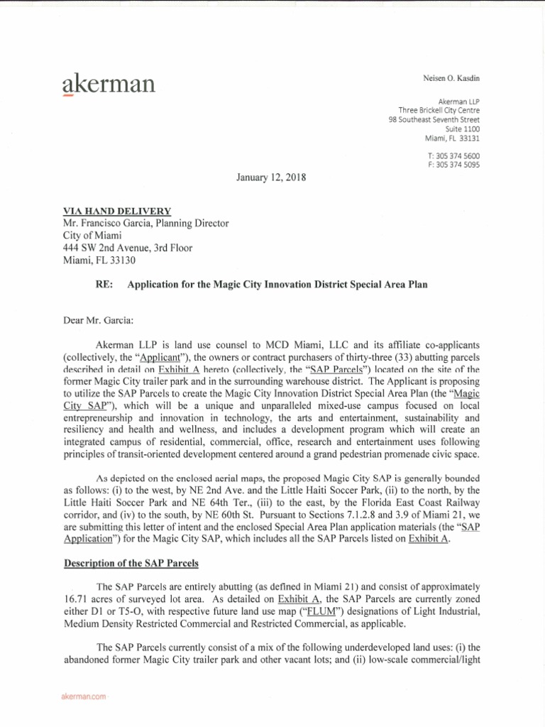 Tab 01 - Letter of Intent (SAP) | Parking Lot | Zoning | Free 30-day ...