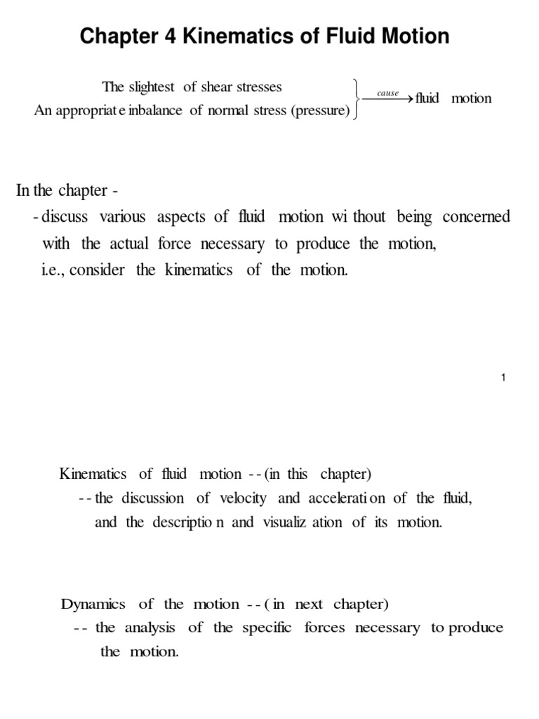 Chapter 4 Kinematics of Fluid Motion | PDF | Fluid Dynamics | Continuum ...