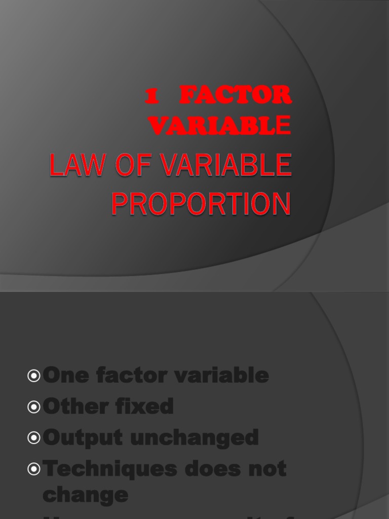 Understanding the Law of Variable Proportion | PDF