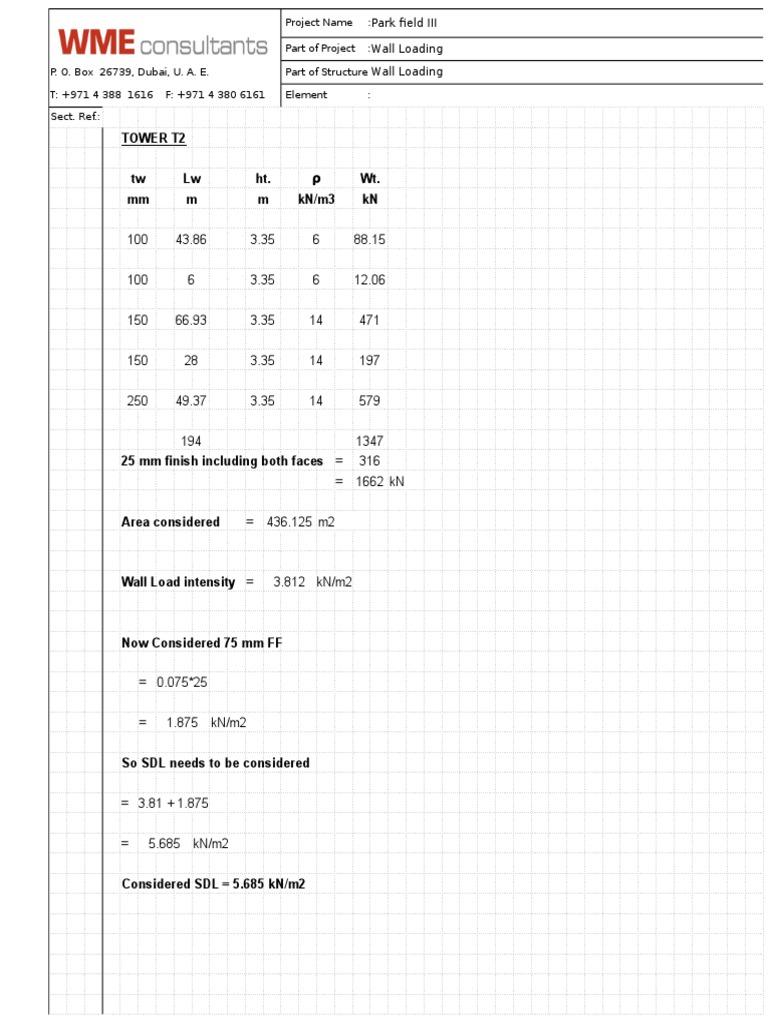 180124-Wall Load Calculation For t2 - t4 Wall-1 and 2 | PDF | Unrest ...