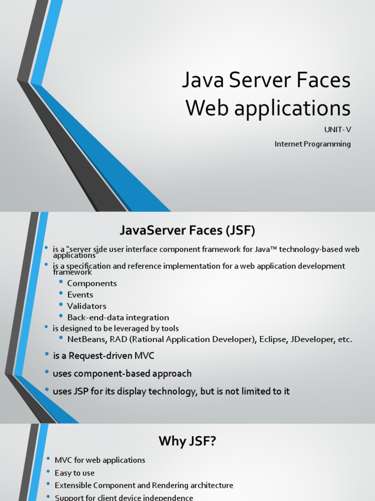 Java Server Faces Web Applications: Unit-V Internet Programming | PDF | Java Server Faces | Java ...