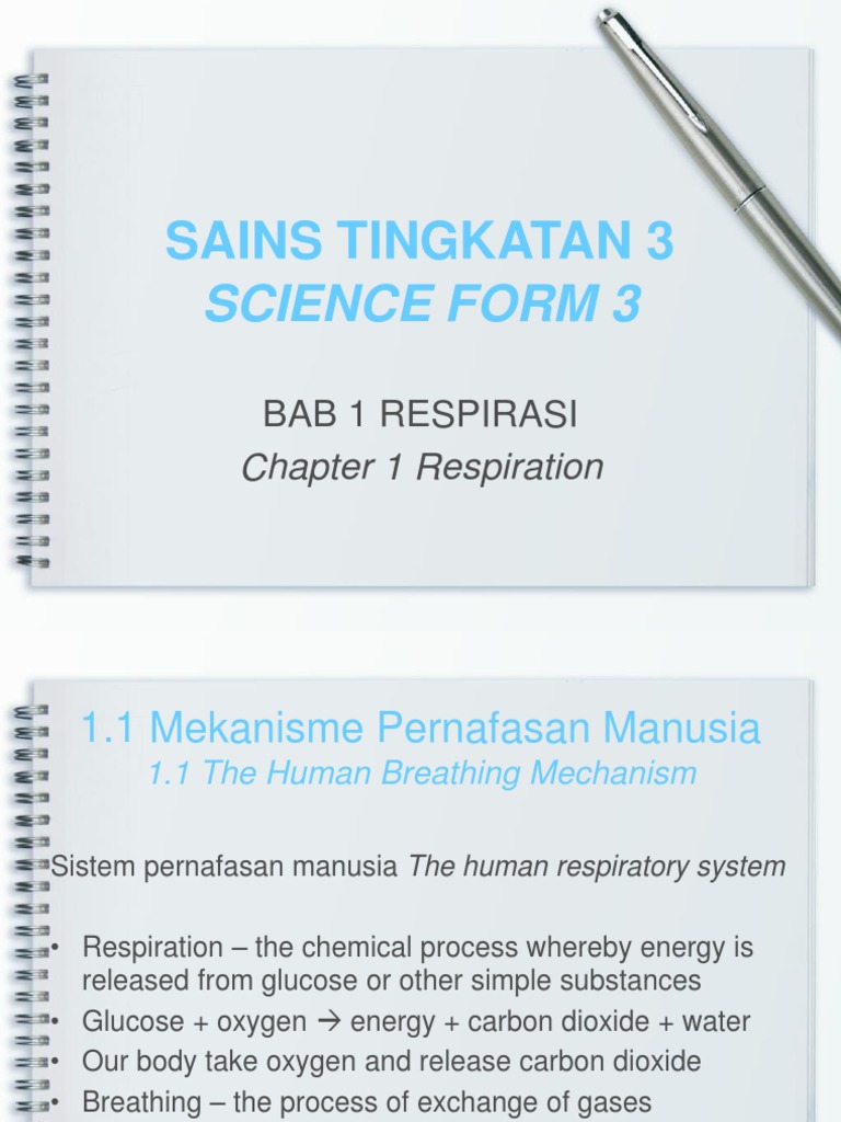 Form 3 Science Chapter 1 Respiration and Importance of Healthy ...