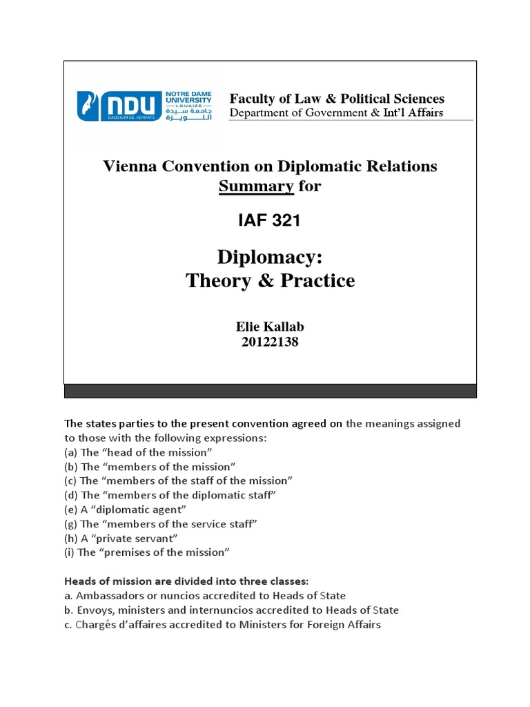 VCDR Summary | PDF | Diplomacy | Diplomatic Mission