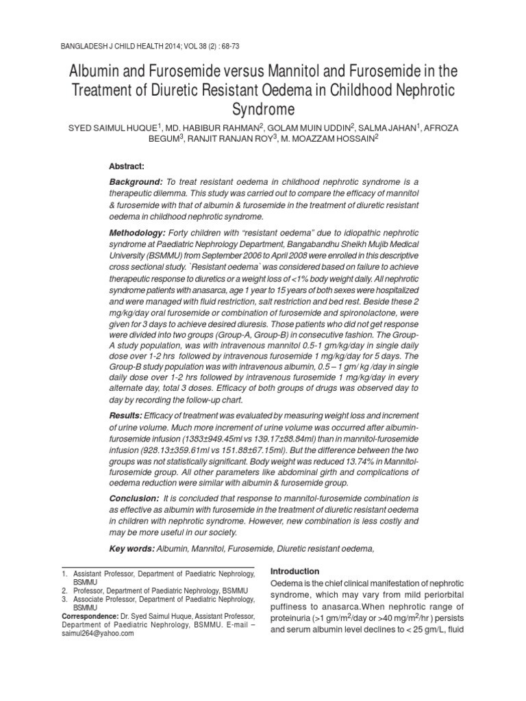 Albumin and Furosemide Versus Mannitol and Furosemide in The Treatment ...
