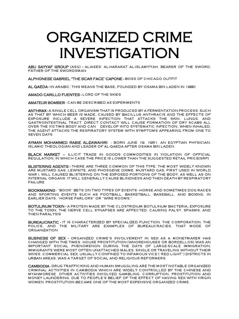 Organized Crime Investigation | PDF | Organized Crime | Illegal Drug Trade