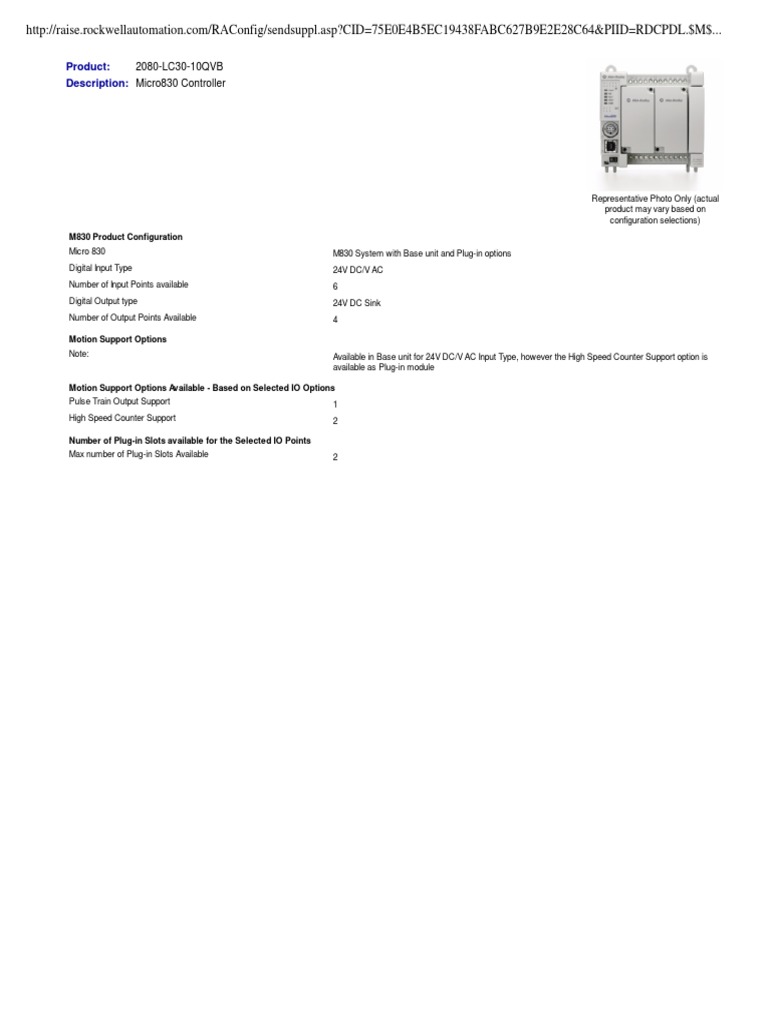 Micro830 Controller Specs & Options | PDF