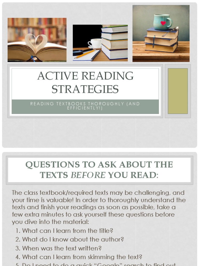 Active Reading Strategies: Reading Textbooks Thoroughly (And ...