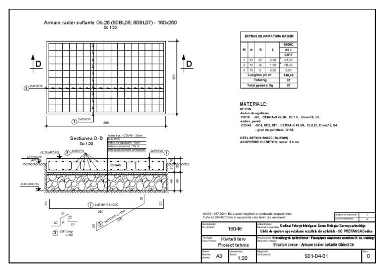 16046-S01!04!01 Structuri Anexe - Armare Radier Suflante - Rev0 | PDF