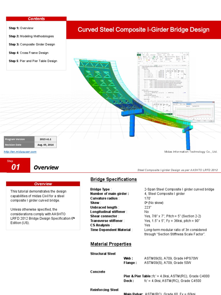 Curved Steel Composite I-Girder Bridge Design PDF | PDF | Bending ...